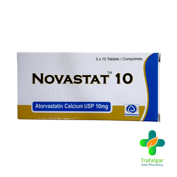 NOVASTAT 10 ATORVASTATIN 10MG TAB 30’S – Trafalgar Gate Pharma