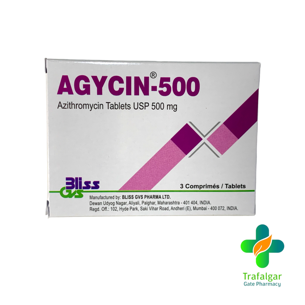 AGYACIN-500 AZITHROMYCIN 500MG TABS – Trafalgar Gate Pharma
